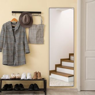 HOMCOM Standspiegel, freistehender Ganzk&ouml;rperspiegel, Ankleidespiegel mit St&auml;nder, Wandspiegel, Garderobenspiegel f&uuml;r Schlafzimmer, Flur, Alu, 50 x 161,5 cm