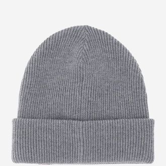 Gucci Mens Wool Beanie With Web Ribbon Grey Fabric Hat