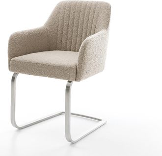 DELIFE Freischwinger Greg-Flex Boucl&eacute; Schlamm Freischwinger flach Edelstahl Taschenfederkern, Esszimmerst&uuml;hle