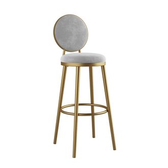 Generic 24 Samt-Barhocker mit R&uuml;ckenlehne - robuste Eisenbeine, Bequeme dunkelgraue Sitzgelegenheiten f&uuml;r K&uuml;cheninseln, Caf&eacute;s und Kneipen