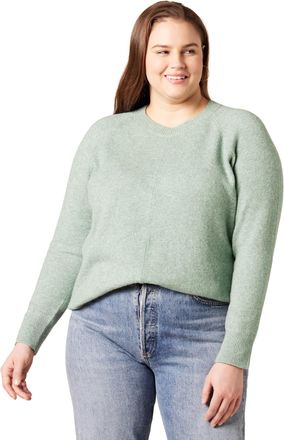 Amazon Essentials Damen Soft-Touch-Langarmpullover Mit Rundhalsausschnitt In Klassischer Passform (Erhältlich In Übergröße), Salbeigrün Meliert, 5XL Große Größen