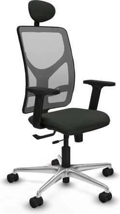 Piqueras y Crespo Gepolsterter Stuhl, schwarz, mit 2D-Armlehnen, h&ouml;henverstellbarer Lendenwirbelst&uuml;tze und festem Kopfteil, ausgestattet mit Syncro/Traslack und Schneid