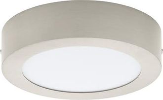 Eglo LED Deckenleuchte Fueva 1, 1 flammige Deckenlampe, Material: Metallguss, Kunststoff, Farbe: Nickel matt, weiß, Ø: 17 cm, warmweiß