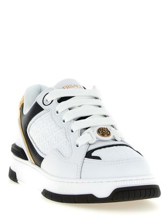 Versace Mens Bicolor Leather Low Top Sneakers