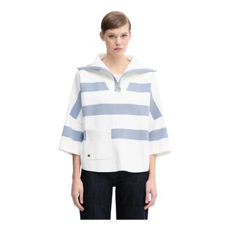 Joseph Ribkoff Gestreifter Pullover mit Rei&szlig;verschlusskragen und kastiger Passform - - Knitwear - Damen - Mehrfarbig - S