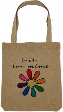 Fabulous Sac Shopping Tote Bag Aspect Lin - Soit Toi-m&ecirc;me LGBTQ+ Gay Lesbien Pride Fleur - Sac de Courses Toile Epaisse 360g Beige Naturel Cabas Port&eacute; Epaule S