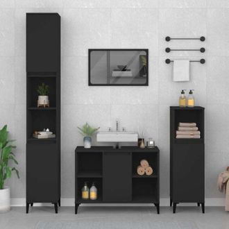 vidaXL Vidaxl - Meuble d&eacute;vier noir 80x33x60 cm bois ding&eacute;nierie