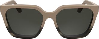 Calvin Klein Womens Sunglasses CK25500S - Rose/Horn Rose with Solid Warm Smoke Lens