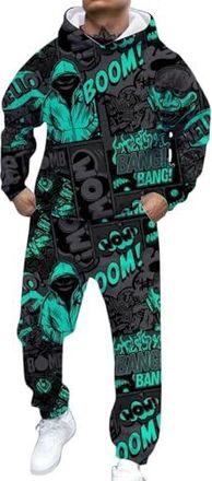 Generic Surv&ecirc;tement 2 pi&egrave;ces pour homme - Surv&ecirc;tement de sport - Surv&ecirc;tement de loisirs - Streetwear - Surv&ecirc;tement &agrave; capuche et pantalon de jogging, vert ment