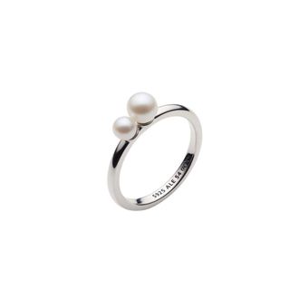 Pandora Femme, Accessoires, Gris, Taille: 56 MM Bague en argent sterling avec perle de culture deau douce trait&eacute;e blanche et zircone cubique transparente