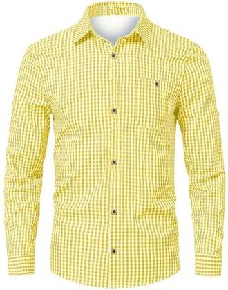 Generic Chemise boutonn&eacute;e pour homme, grande et haute, &agrave; manches longues, col &agrave; revers, chemises ray&eacute;es, l&eacute;g&egrave;rement ajust&eacute;e, chemise d&eacute;contract&eacute;e tendance, ha
