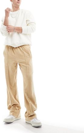 Sean John Gestreifte Jogginghose aus Velours-Jersey in Beige mit Schriftzug-Logo-Neutral