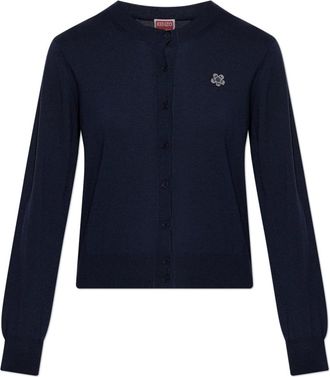 Kenzo Femme, Pulls, Bleu, Taille: 36 FR Wool Cardigan with Kenzo Patch