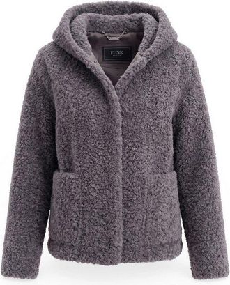 Funk since 1776 Fellimitatjacke Felloptik Jacke im im Shearling-Style mit Kapuze