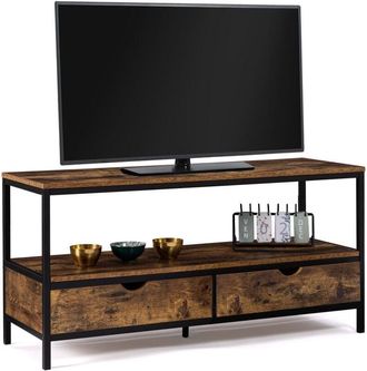 IDMarket Idmarket - Meuble tv 113 cm dayton 2 tiroirs bois effet vieilli design industriel