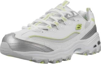 Skechers DLites Chromatic Baskets pour femme, Blanc/argent&eacute;/citron vert, 38 EU