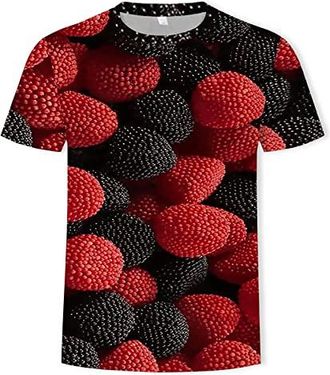 Generic 2026 Nouvelles chemises pour hommes unisexes 3D mode imprim&eacute;es chemises pour adultes hauts &agrave; manches courtes T-shirts, Rouge, XXL