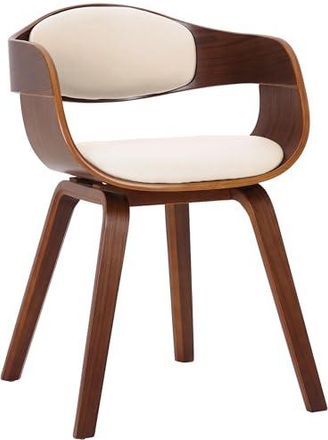 Clp Chaise Retro Kingston en Similicuir I Chaise De Salle A Manger avec Accoudoirs I Siège Et Dossier Rembourrés I Piétement en Bois, Couleur:Noyer/crème