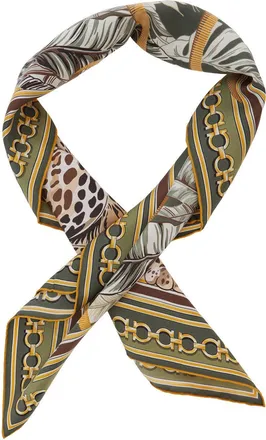 Ferragamo Animal-Print Silk Scarf - Green
