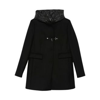 Fay Femme, Manteaux, Noir, Taille: 36 FR Manteau &agrave; brandebourg Double Face Nylon