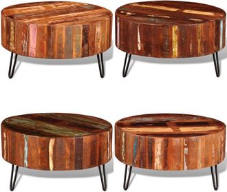 vidaXL Couchtisch Altholz Massiv Rund - Couchtisch - Esszimmertisch - Wohnzimmerstil - Retro Design - Holzm&ouml;bel - Home & Living