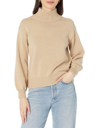 Amazon Essentials Damen Pullover Aus Baumwolle Mit Trichterausschnitt, In Übergrößen Erhältlich, Bräunen, XL
