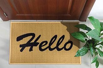 Ottomanson Fußmattenkollektion, rechteckige Fußmatte mit Hello-Schriftzug, 20 cm x 30 cm, Beige