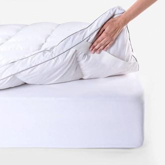 Classic Blanc What the Sleep - Surmatelas H&ocirc;tel Plumes 150x200 cm - &Eacute;paisseur 5 cm - Plume 100%, Ultra Doux, Respirant, Confort Moelleux - Couvre-matelas Luxe - Mar
