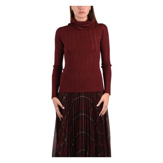 Max Mara Col roul&eacute; ajust&eacute; en maille c&ocirc;tel&eacute;e Mstbadesse - Femme - Pulls - Rouge - Taille: 42 FR