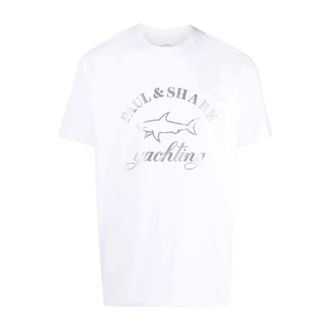 Paul & Shark Homme, Tops, Blanc, Taille: 2XL T-shirt en coton 010
