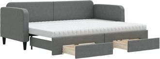 vidaXL Vidaxl - Tagesbett Ausziehbar mit Schubladen Dunkelgrau 80x200 cm Stoff