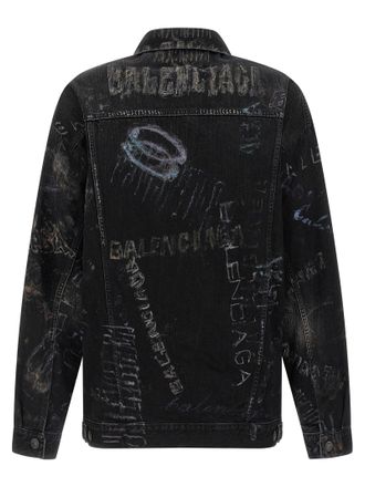 Balenciaga Washed Crayon Cotton Denim Jacket - Black
