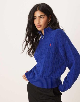 Polo Ralph Lauren Pull &agrave; col zipp&eacute; - Bleu roi