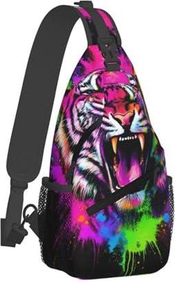 Generic L&eacute;ger Sacoche Homme Bandouliere Tigre sauvage Sac Bandouli&egrave;re Durable Sac Poitrine pour Cyclisme Randonn&eacute;e Femme