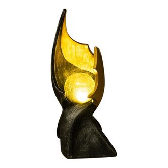 Globo Lighting LED Flamme Solar Solarlampen f&uuml;r Au&szlig;en Garten Dekoration Solarlampe mit Flammeneffekt, gold braune Skulptur mit bezauberndem Lichteffekt, 1x LED warmw