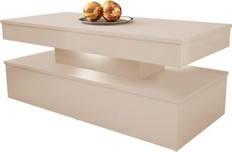 Mirjan24 Couchtisch Serkuzo Bis 120, Sofatisch mit weißer LED-Beleuchtung, Tee Tisch, Kaffeetisch, Wohnzimmertisch, Beistelltisch (Wüstensand)