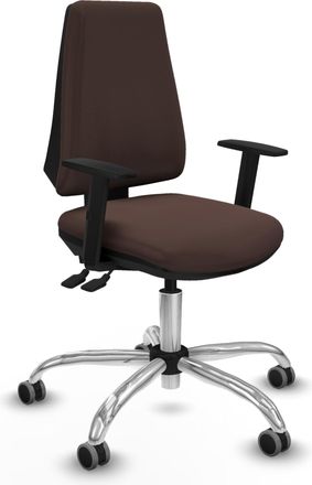 Piqueras y Crespo Elche B&uuml;rostuhl mit 1D-Armlehnen, ausgestattet mit Asincro und Schneideschaum, 65 mm Rollen, Parkett, Dunkelbraun