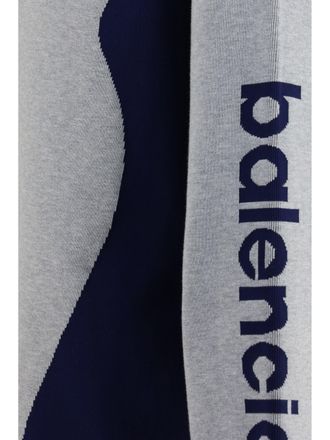 Balenciaga Mens Zip Knit Sweater Bodys Grey-Navy Cotton Grey/navy