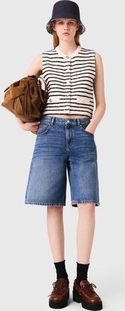 Maje Gestreiftes Top Aus Wollmischung - Blanc/marine - Maje