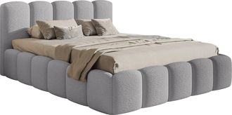 Selsey Bett 160 x 200 cm Polsterbett Schlafbett Mit Bettkasten Stauraum Metallgestell Kopfteil Boucle Cloudy II Grau