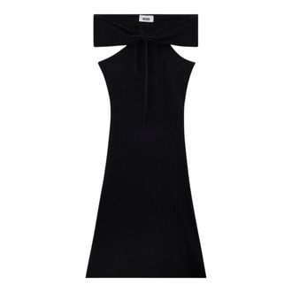 GCDS Langes H&auml;kelkleid mit Logo - - Dresses - Damen - Schwarzk - L