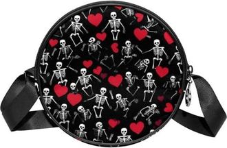 Generic Sac &agrave; bandouli&egrave;re rond rond pour femme, petit sac &agrave; bandouli&egrave;re squelette avec fermeture &eacute;clair, bretelles r&eacute;glables, d&eacute;contract&eacute; pour femmes et fille