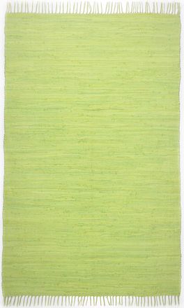 THEKO Dhurry | Fleckerl | Flachgewebe-Teppich aus 100% Baumwolle; handgewebt, waschbar, beidseitig verwendbar | 70 x 140 cm; Gr&uuml;n | Happy Cotton