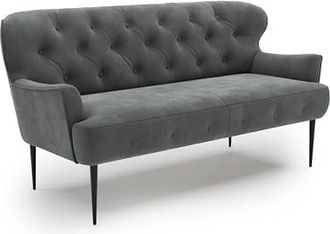 Cavadore 2,5-Sitzer Küchensofa Amba, Trendige Sitzbank für Küche oder Esszimmer / 173 x 97 x 87 / Hochwertiges Mikrofaser: Grau
