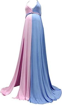 Generic Robe de maternité pour femme - Robe de maternité sans manches - Jupe longue - Robe de photographie décontractée - Robe trapèze de maternité - Vêtement