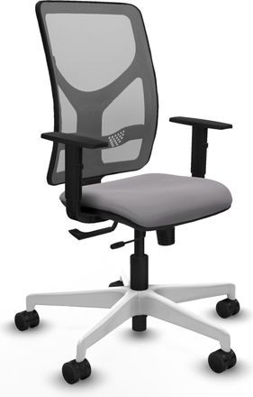 Piqueras y Crespo Grauer Schreibtischstuhl mit 1D-Armlehnen, h&ouml;henverstellbare Lendenwirbelst&uuml;tze, ausgestattet mit Syncro/Traslack und Schneideschaum, mit Rollen von 6