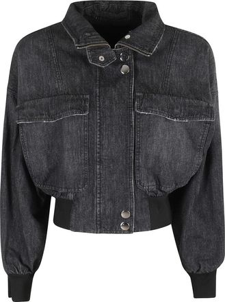 Marella Femme, Vestes, Noir, Taille: 38 FR Denim Bomber Jacket