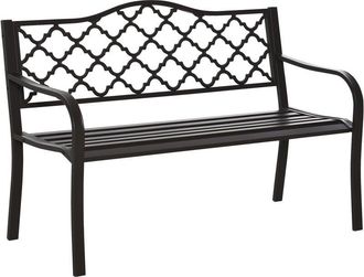 OUTSUNNY Banc 3 places de jardin terrasse style rural chic 128L x 60l x 89H cm m&eacute;tal &eacute;poxy anticorrosion fonte brun