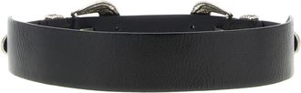 Golden Goose Double Buckle Leather Belt - Black