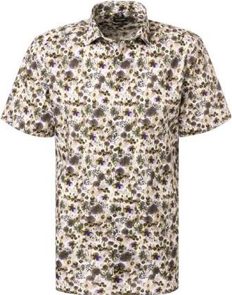 Olymp Herren Kurzarmhemd grün Baumwolle